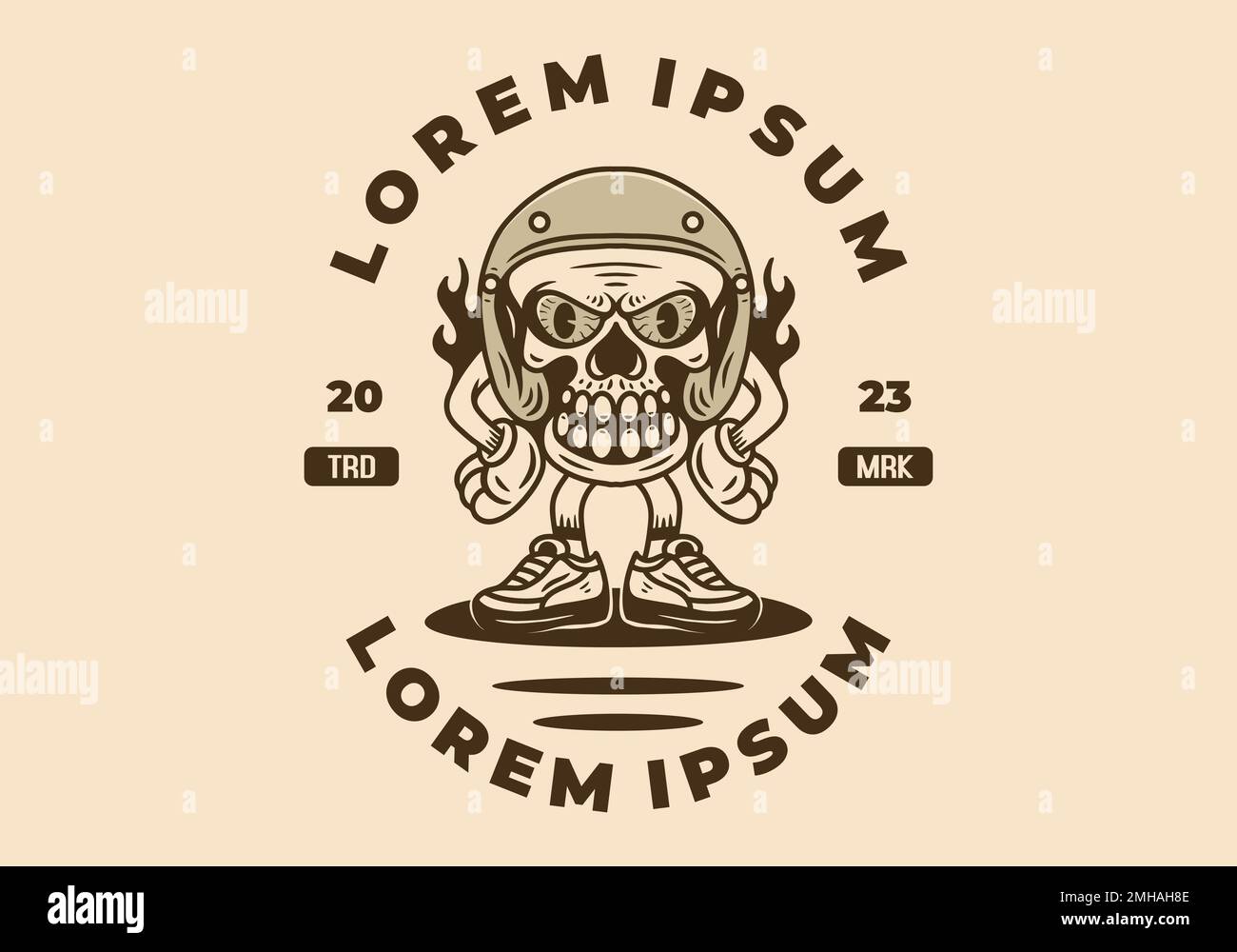 Standing skull wearing helmet character illustration design Stock ...