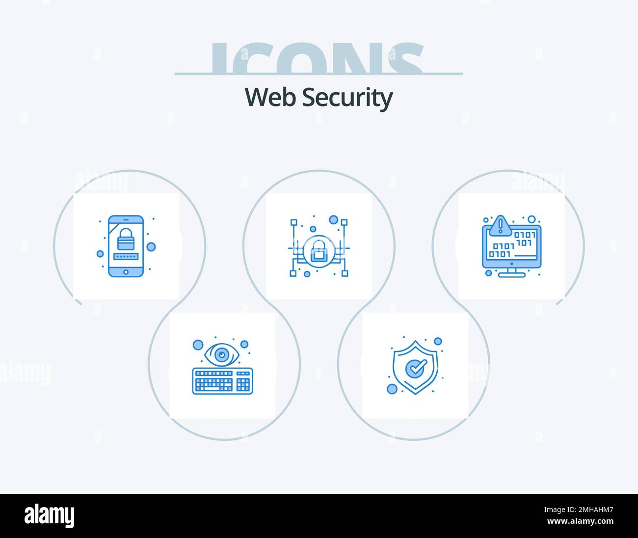 Web Security Blue Icon Pack 5 Icon Design. encoding. binary. account security. security. lock ...