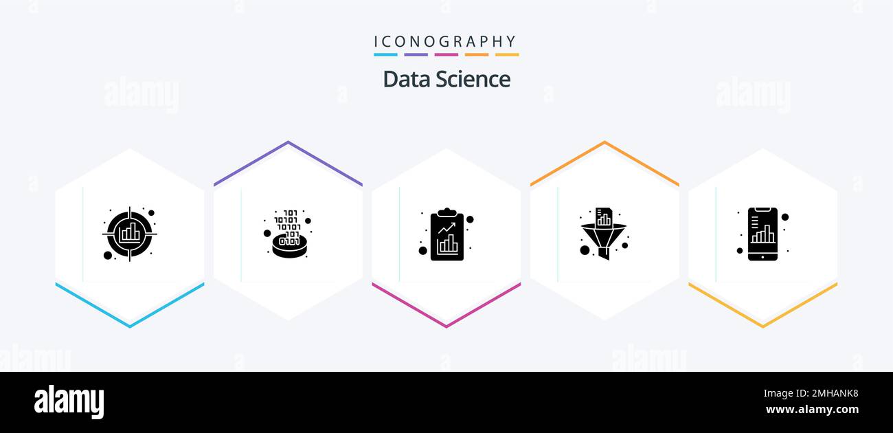 Data Science 25 Glyph icon pack including funnel. document. gate. data ...