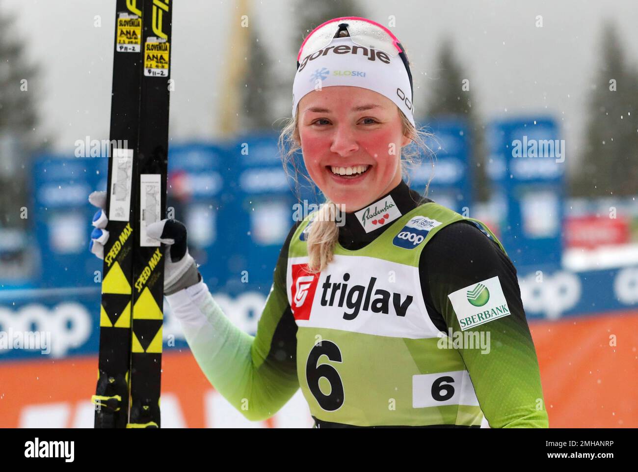 Sweden's Jonna Sundling celebrates after winning the cross-country ski ...