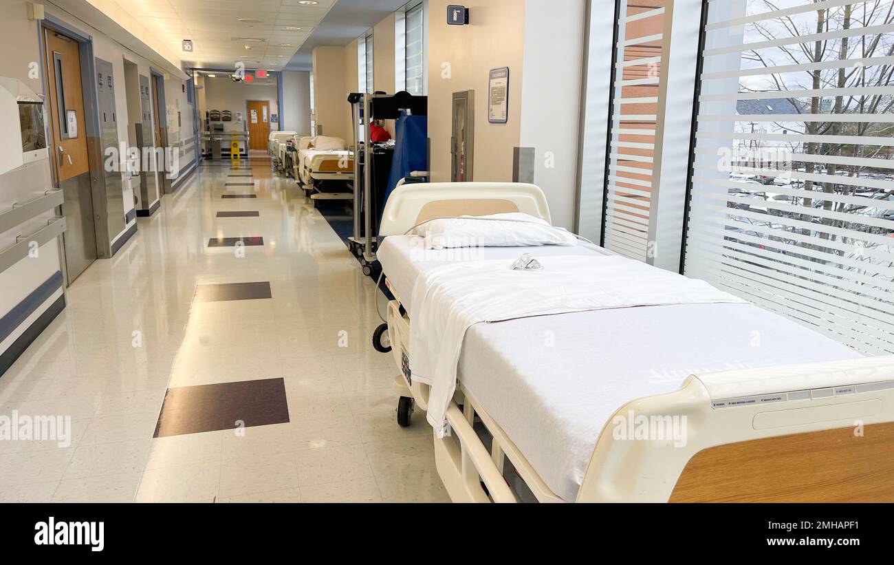 Hospital Setting operating room hallway hospital bed and machines Stock ...