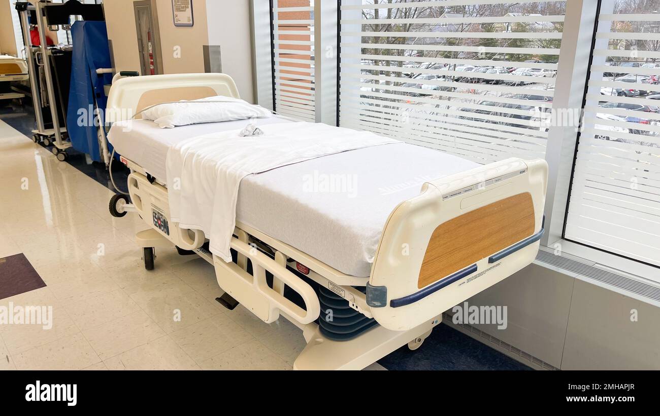 Hospital Setting operating room hallway hospital bed and machines Stock ...