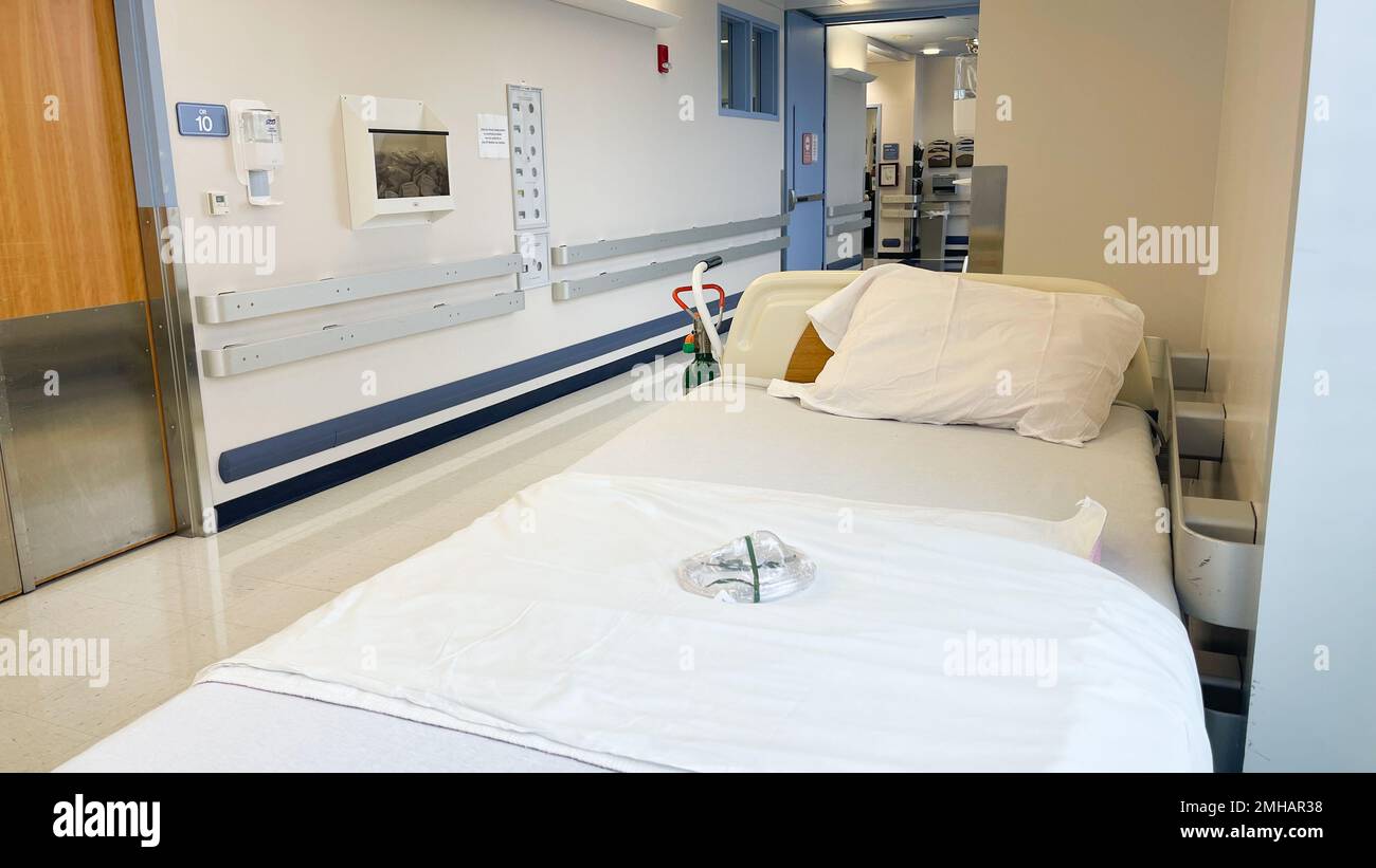 Hospital Setting operating room hallway hospital bed and machines Stock ...