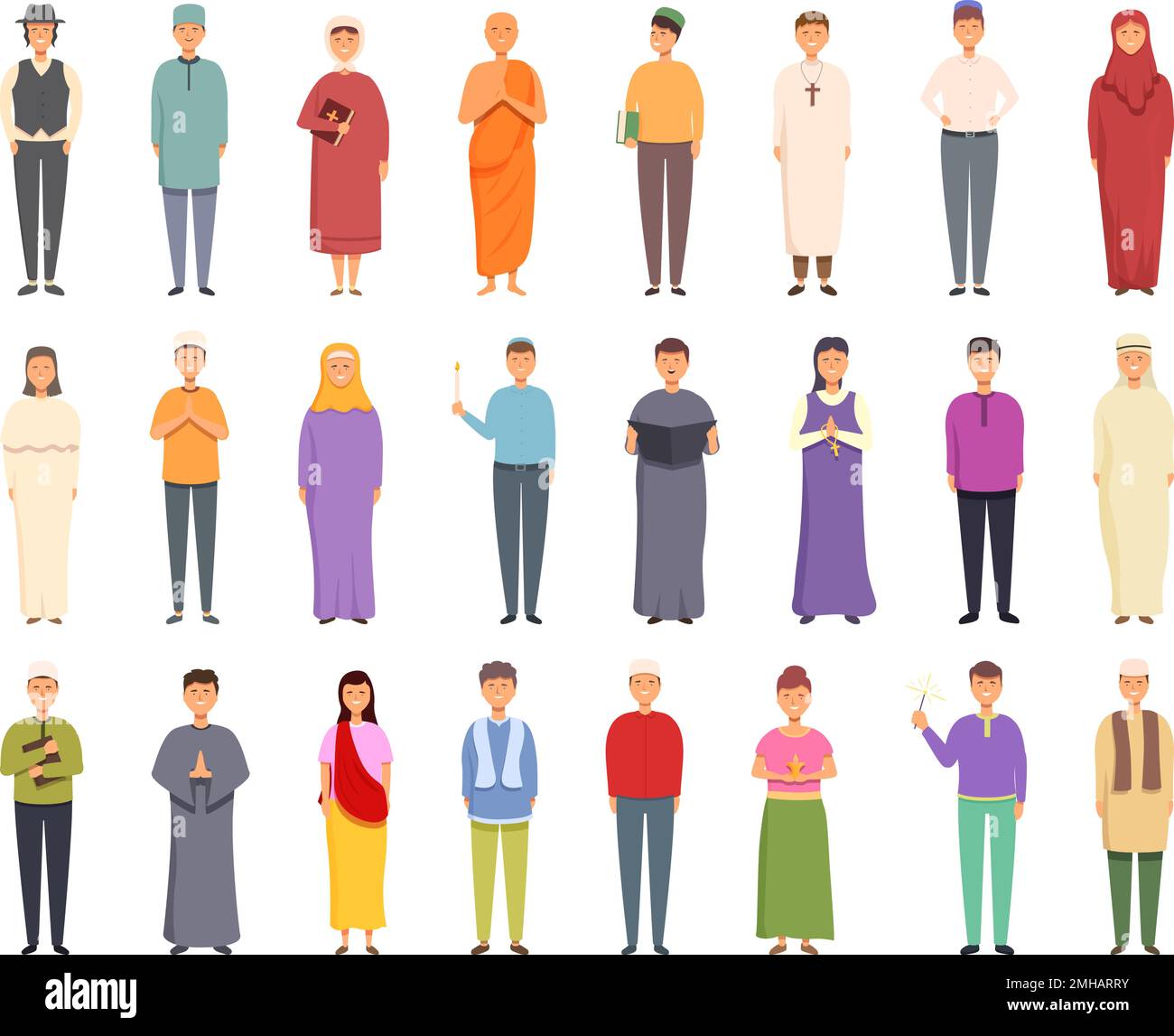 Children at religious ceremonies icons set cartoon vector. Family kid ...