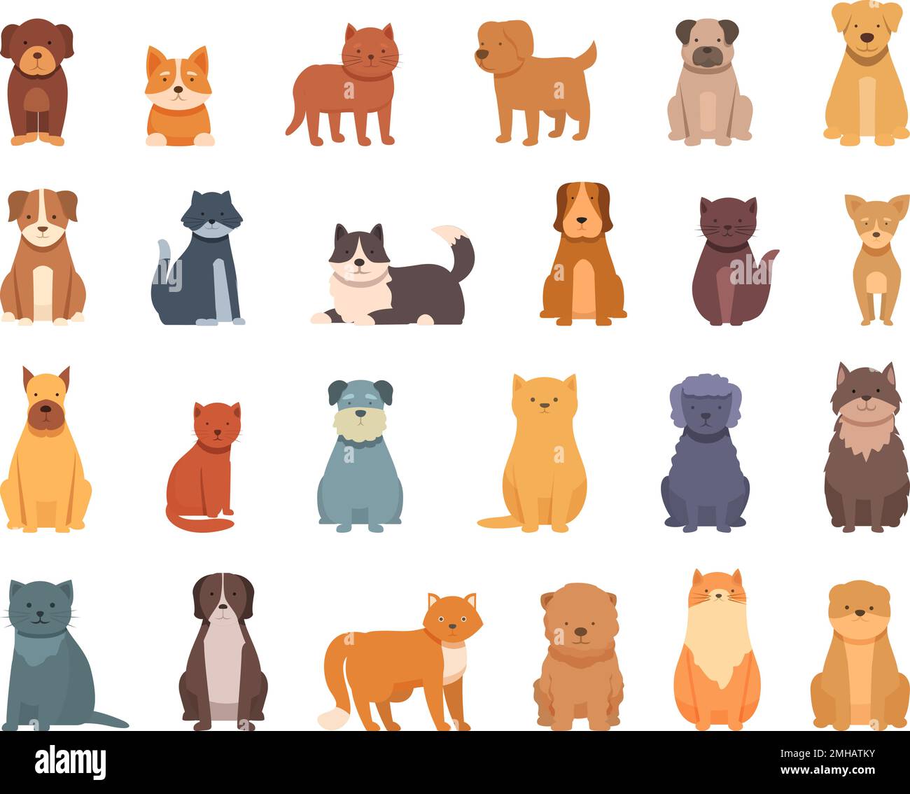 Furry friends icons set cartoon vector. Cat holding. Pet hug Stock ...
