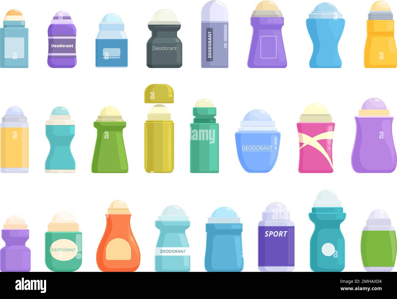 Roll-on deodorant icons set cartoon vector. Fashion spa. Bathroom skin ...