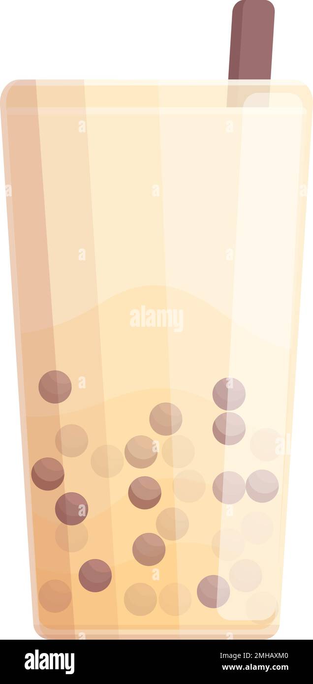 Milk bubble tea icon cartoon vector. Drink cup. Ice boba Stock Vector ...