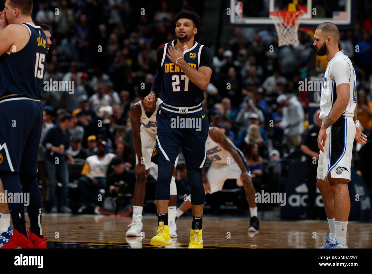 Denver Nuggets guard Jamal Murray (27) in the first half of an NBA ...