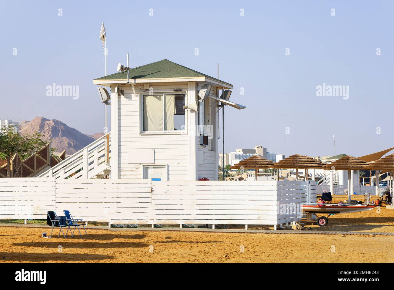 View of lifeguard house on sea beach Stock Photo - Alamy