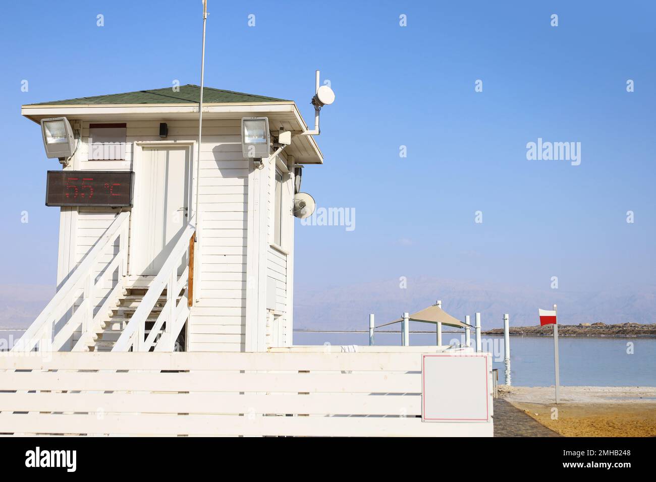 View of lifeguard house on sea beach Stock Photo - Alamy