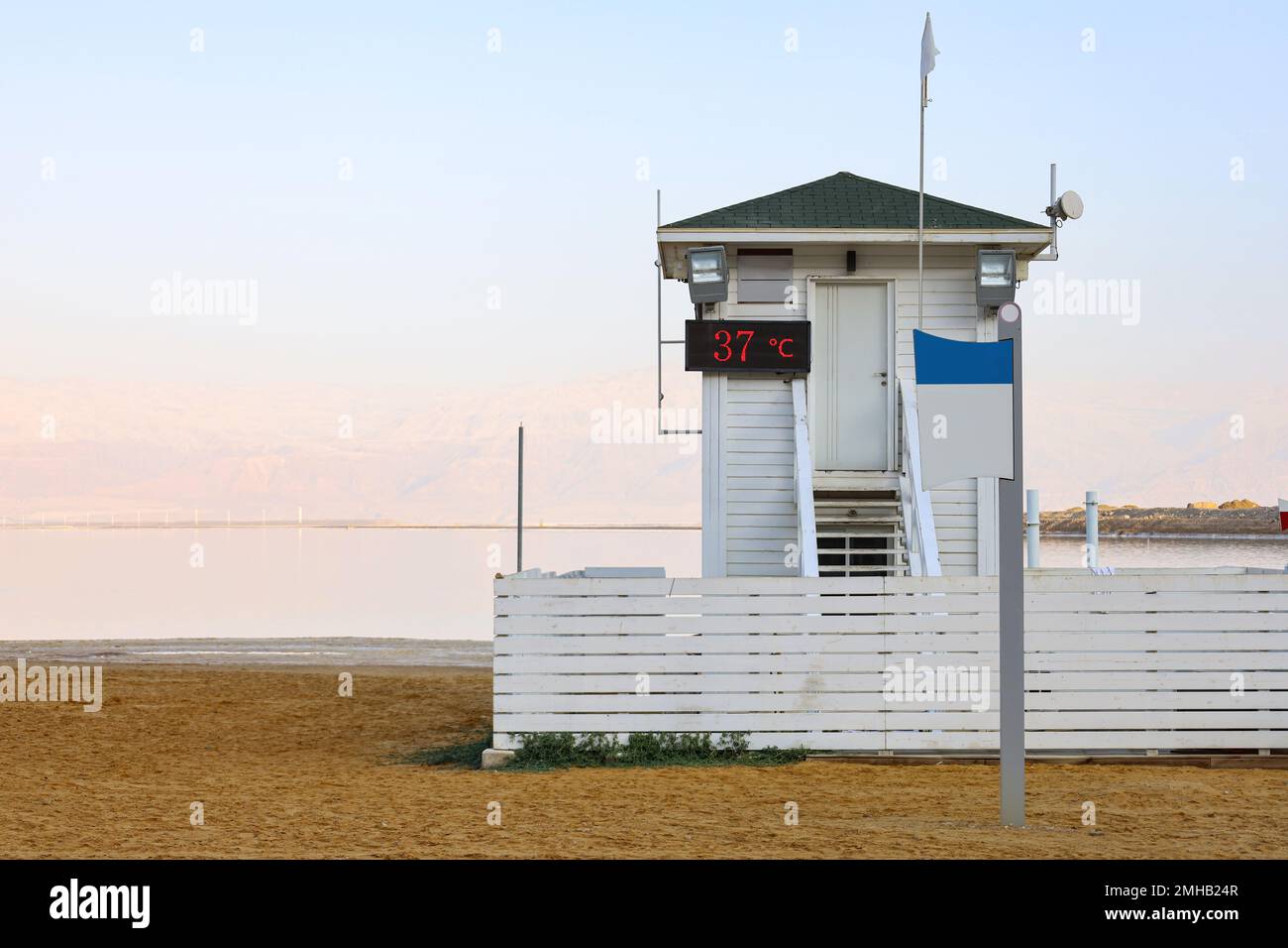 View of lifeguard house on sea beach Stock Photo - Alamy