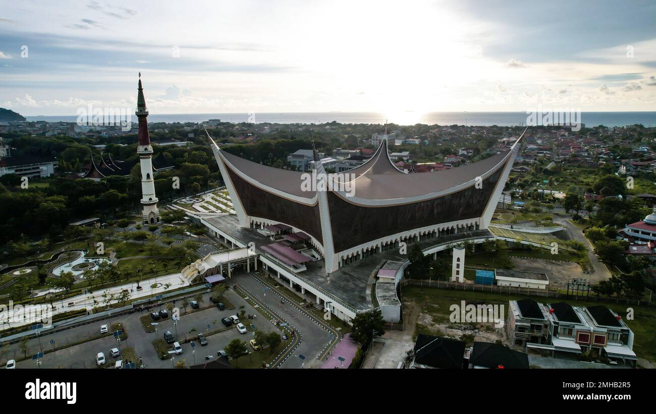 Aerial view of The Great Mosque of West Sumatera, the biggest mosque in ...