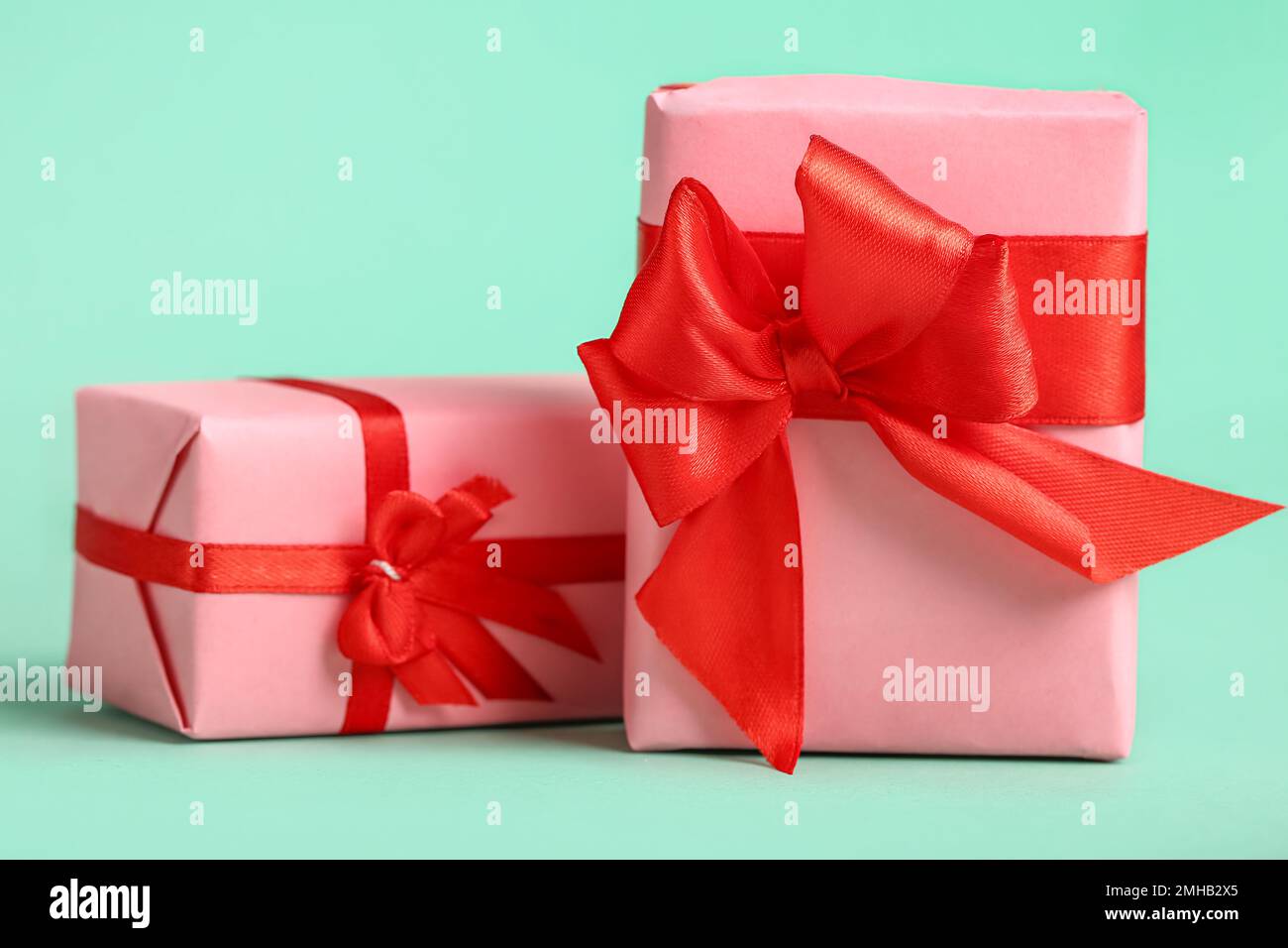 Gifts for Valentine's Day celebration on color background Stock Photo ...