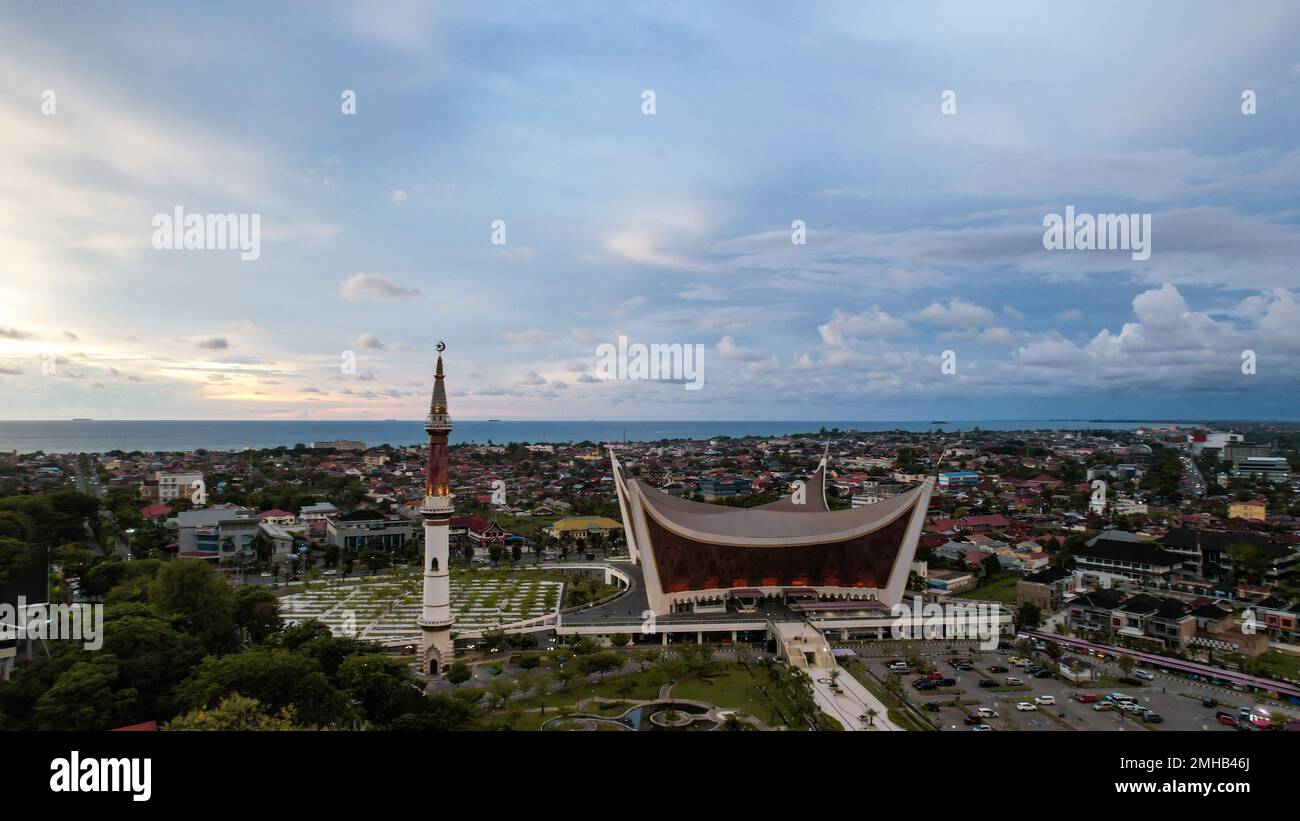 Aerial view of The Great Mosque of West Sumatera, the biggest mosque in ...