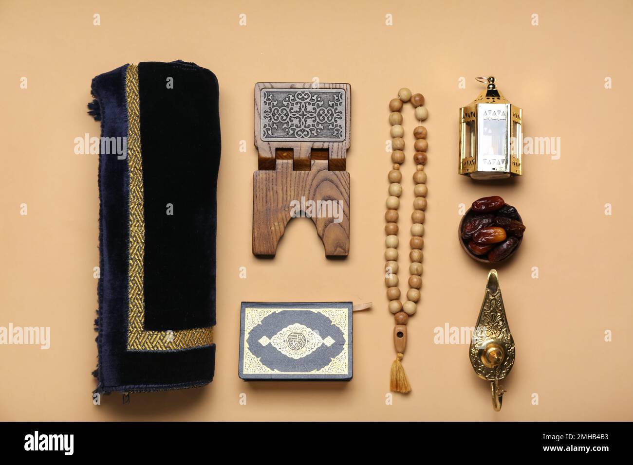 Aladdin lamp, dates, Muslim lantern, tasbih, Koran and mat for Ramadan ...