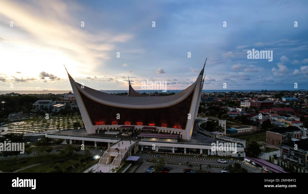 Aerial view of The Great Mosque of West Sumatera, the biggest mosque in ...
