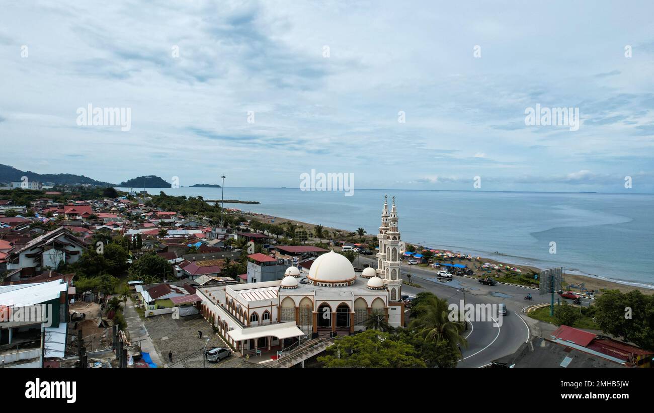 Aerial view of Mujahidin Mosque Largest Masjid in Padang, Ramadan Eid ...