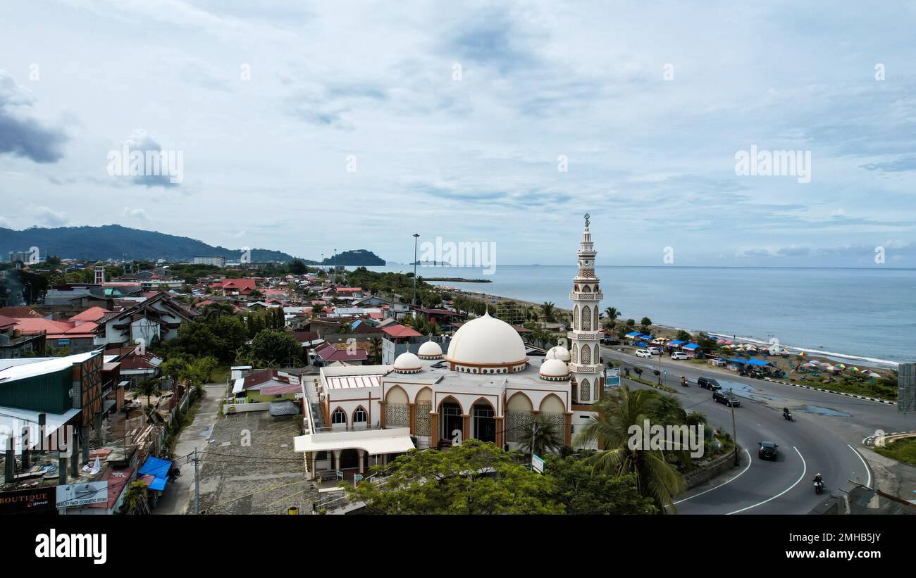Aerial view of Mujahidin Mosque Largest Masjid in Padang, Ramadan Eid ...