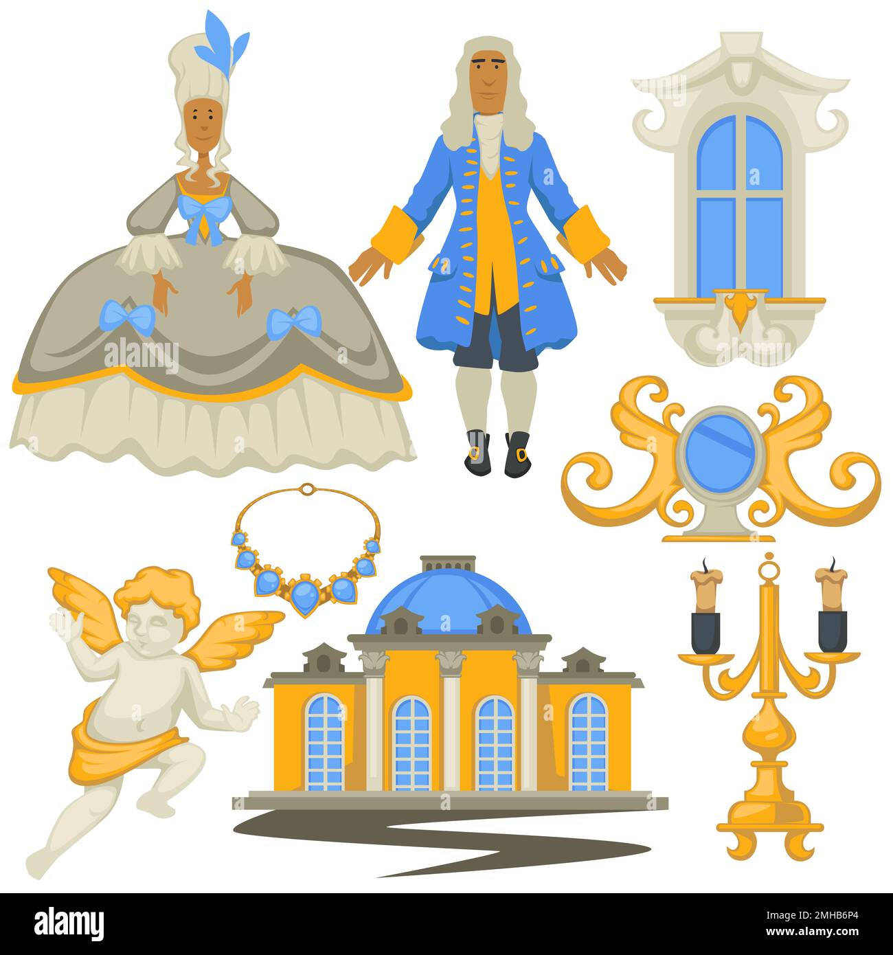 Rococo style, decor and architecture, jewelry and furniture, man and ...