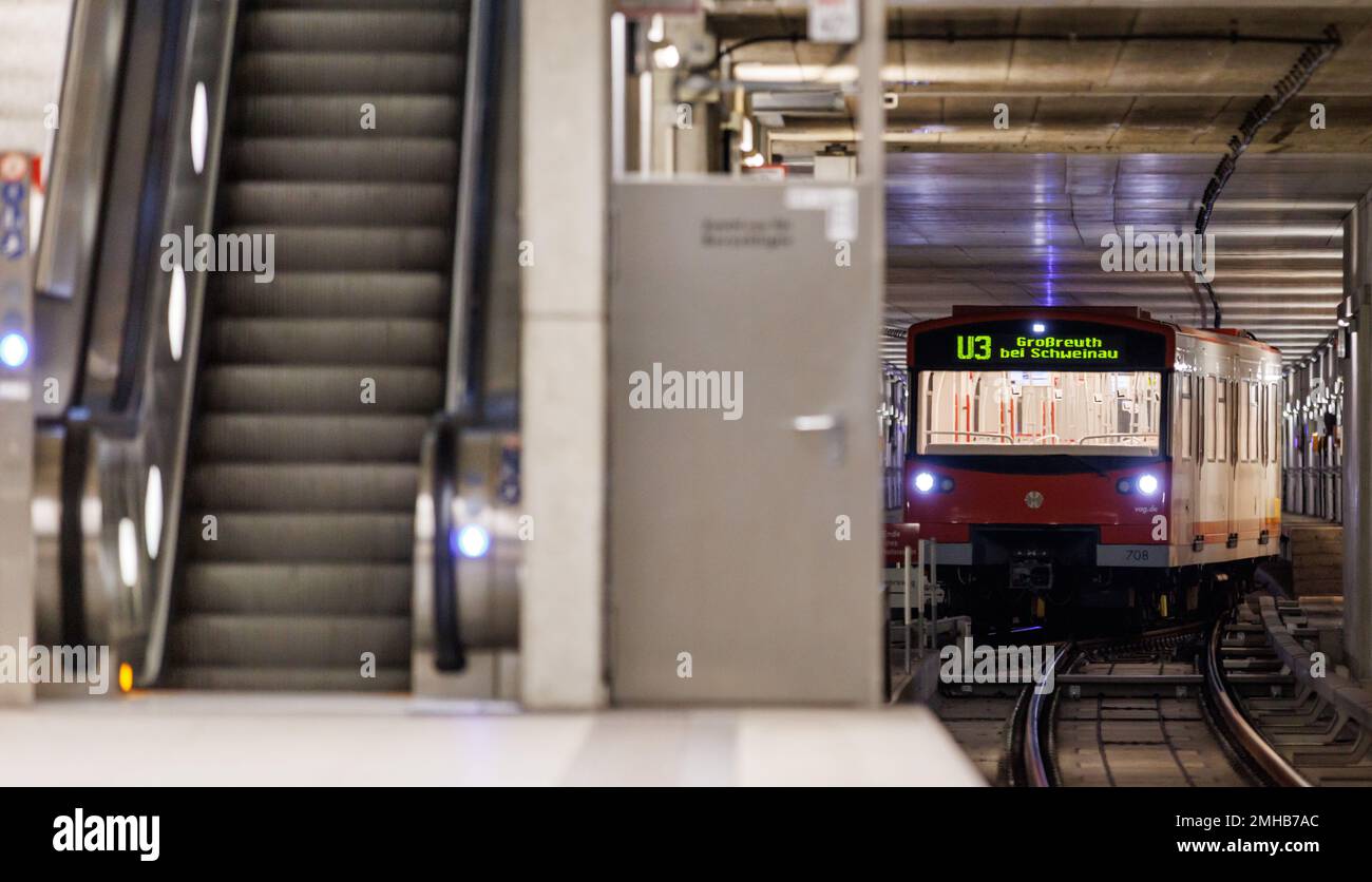 Nuremberg, Germany. 25th Jan, 2023. A fully automated subway (U3 ...