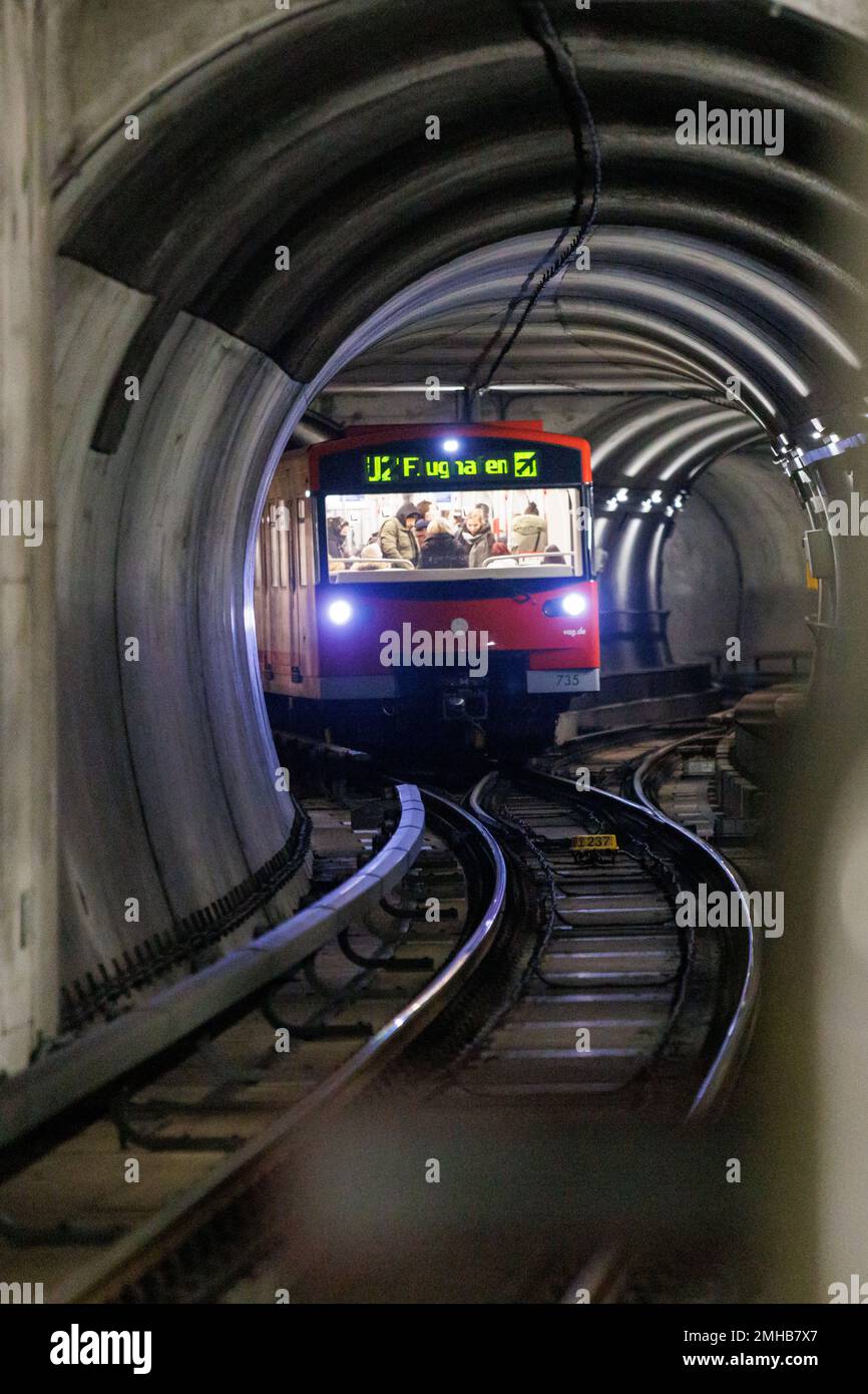 Nuremberg, Germany. 25th Jan, 2023. A fully automated subway (U2 ...