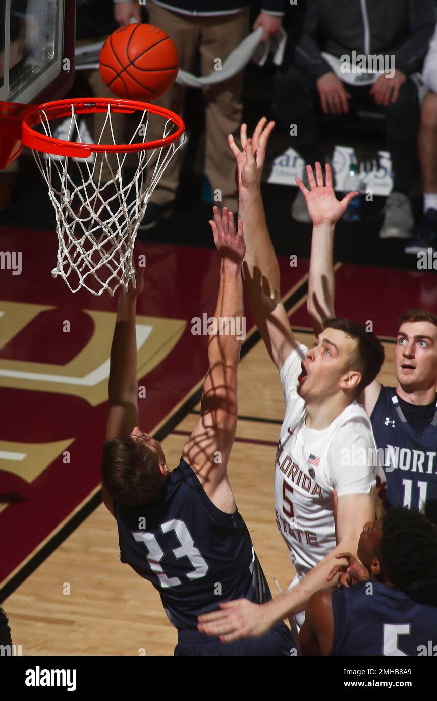 Florida State center Balsa Koprivica (5) makes a layup as he is fouled ...