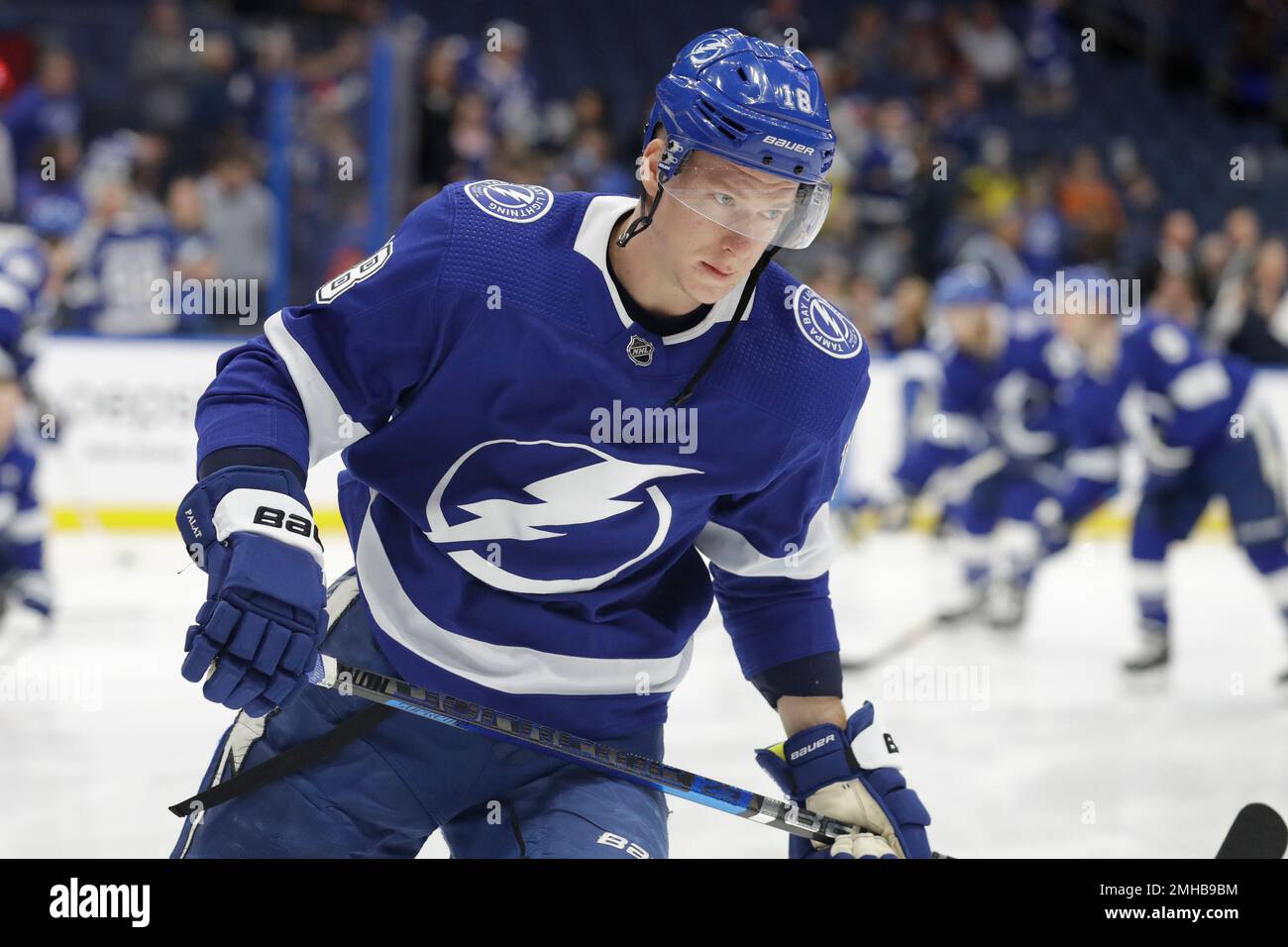 Tampa Bay Lightning left wing Ondrej Palat (18) before an NHL hockey ...