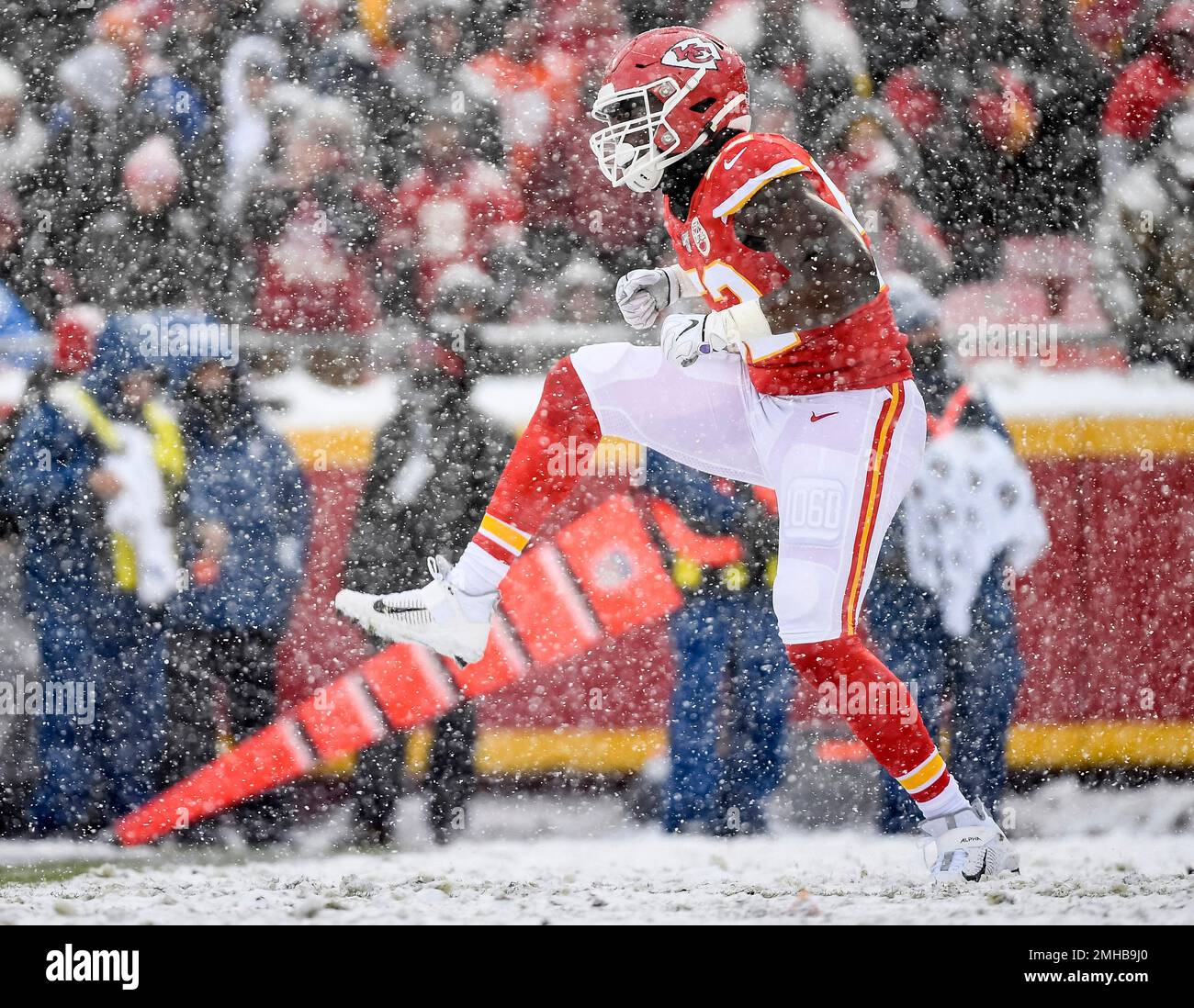 Kansas City Chiefs linebacker Demone Harris (52) celebrates a play ...
