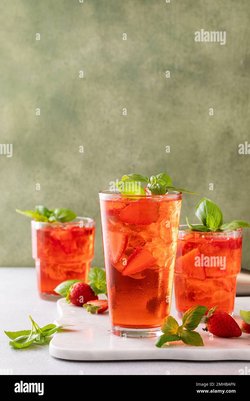 Strawberry basil cocktail or mocktail, refreshing summer drink Stock Photo - Alamy