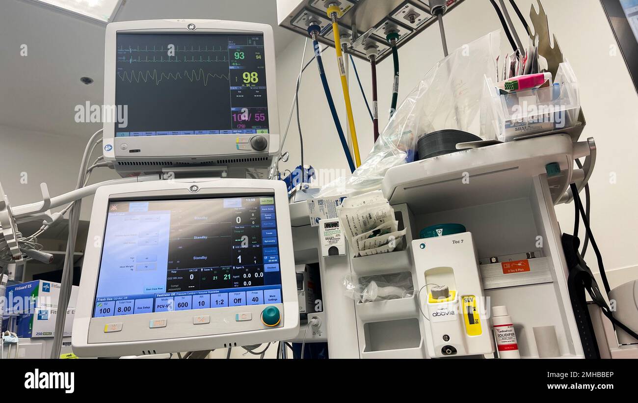 Hospital Monitors anesthesia machine blood pressure oxygen level heart ...