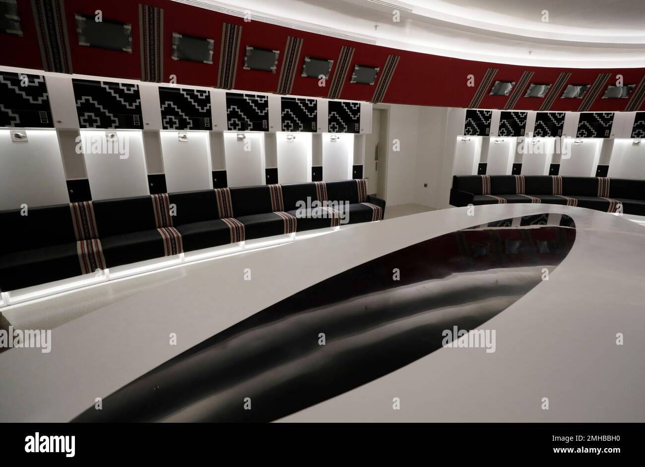 A general view of the teams dressing room of Al Bayt Stadium, one of ...