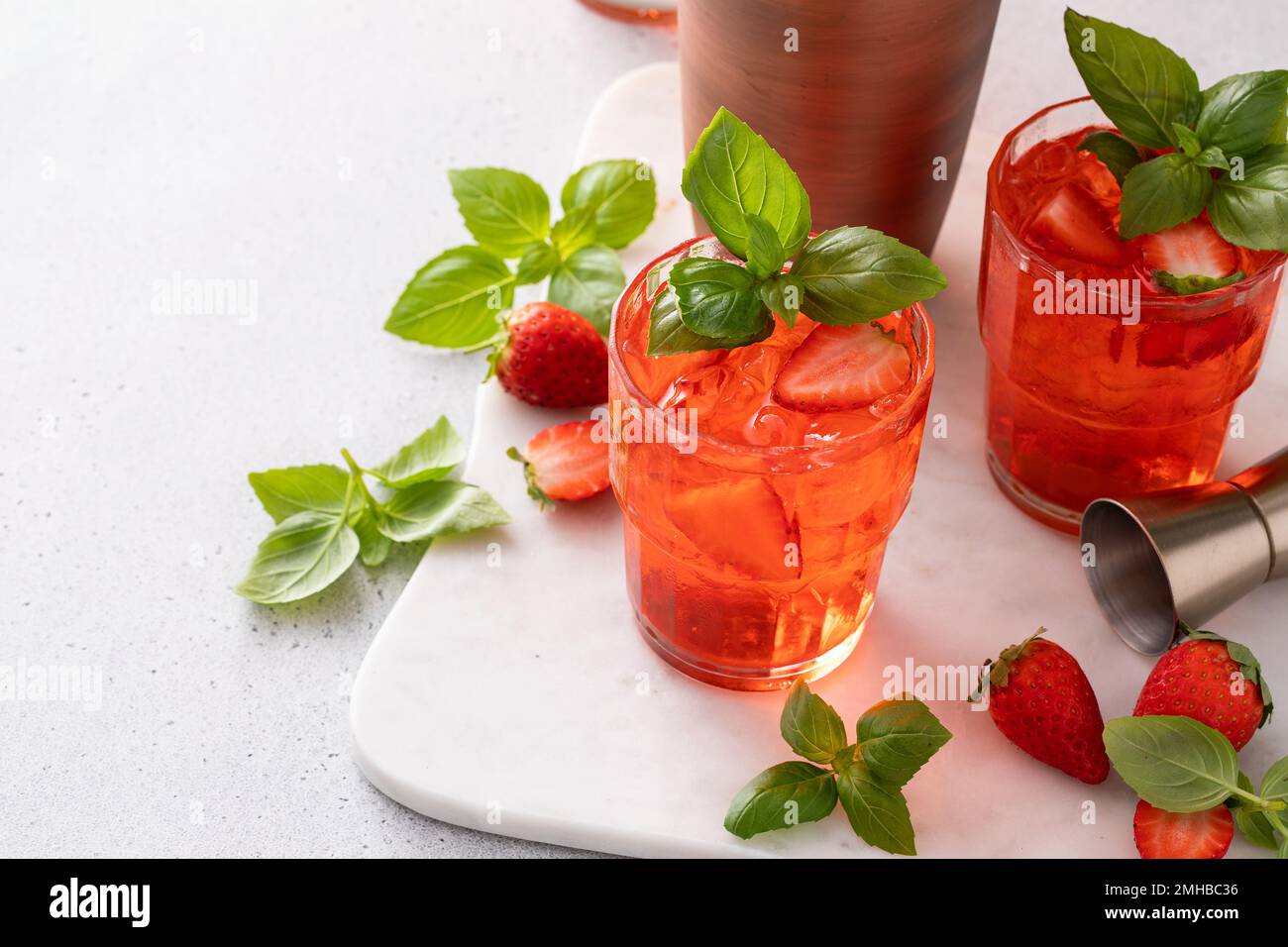 Strawberry basil cocktail or mocktail, refreshing summer drink Stock Photo - Alamy