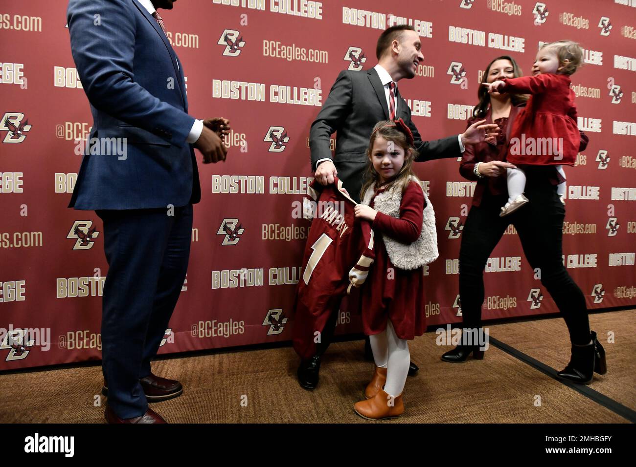 Jeff Hafley, center, welcomes his wife, Gina Hafley and their daughters ...