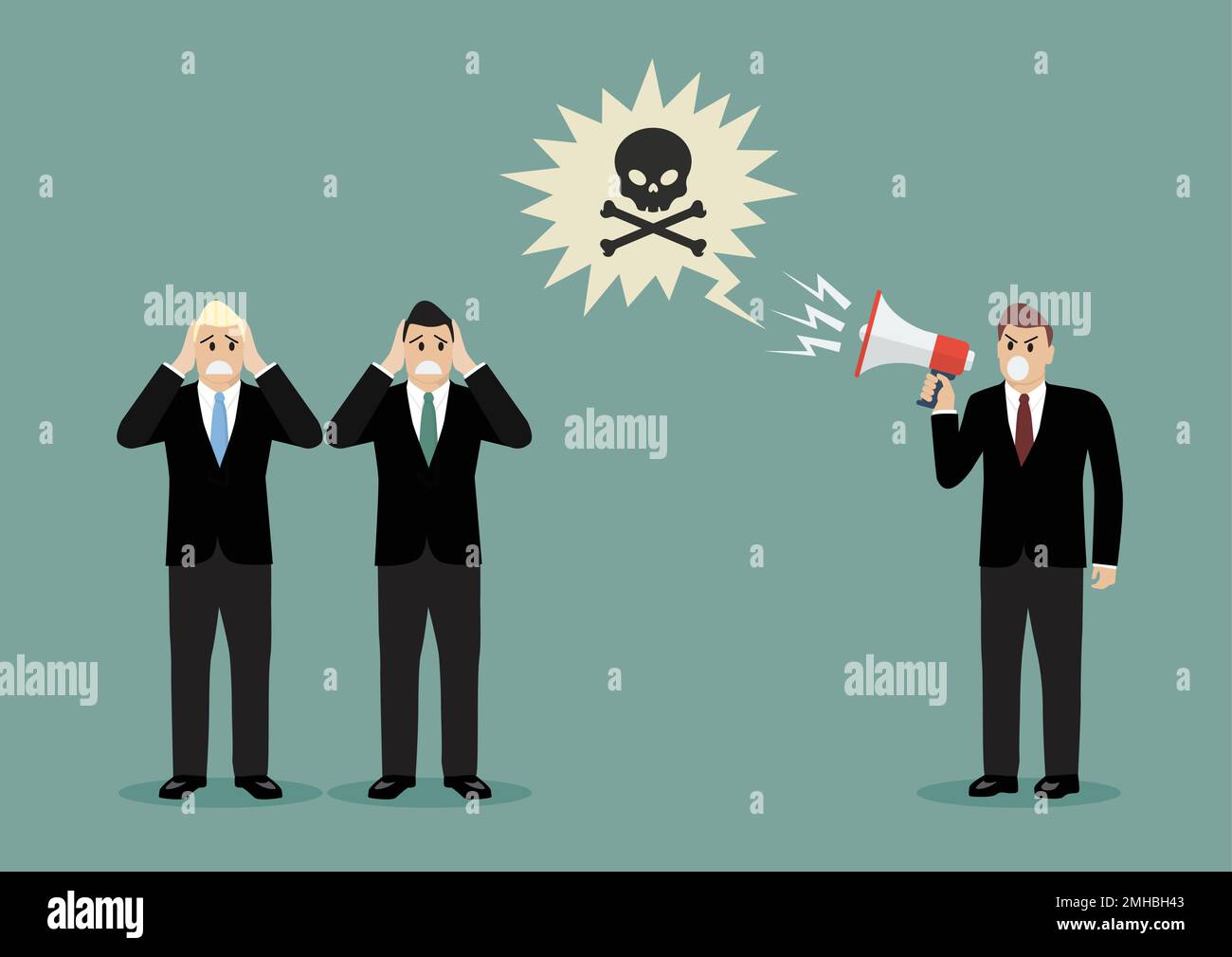 Angry boss shouting toxic word to businessmen. Business concept Stock ...