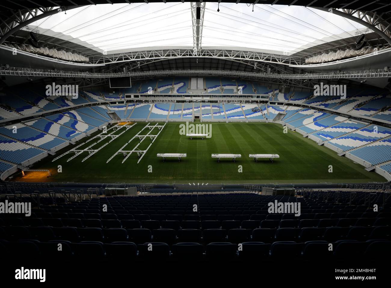 A general view shows the Al Janoub Stadium, one of the 2022 World Cup ...