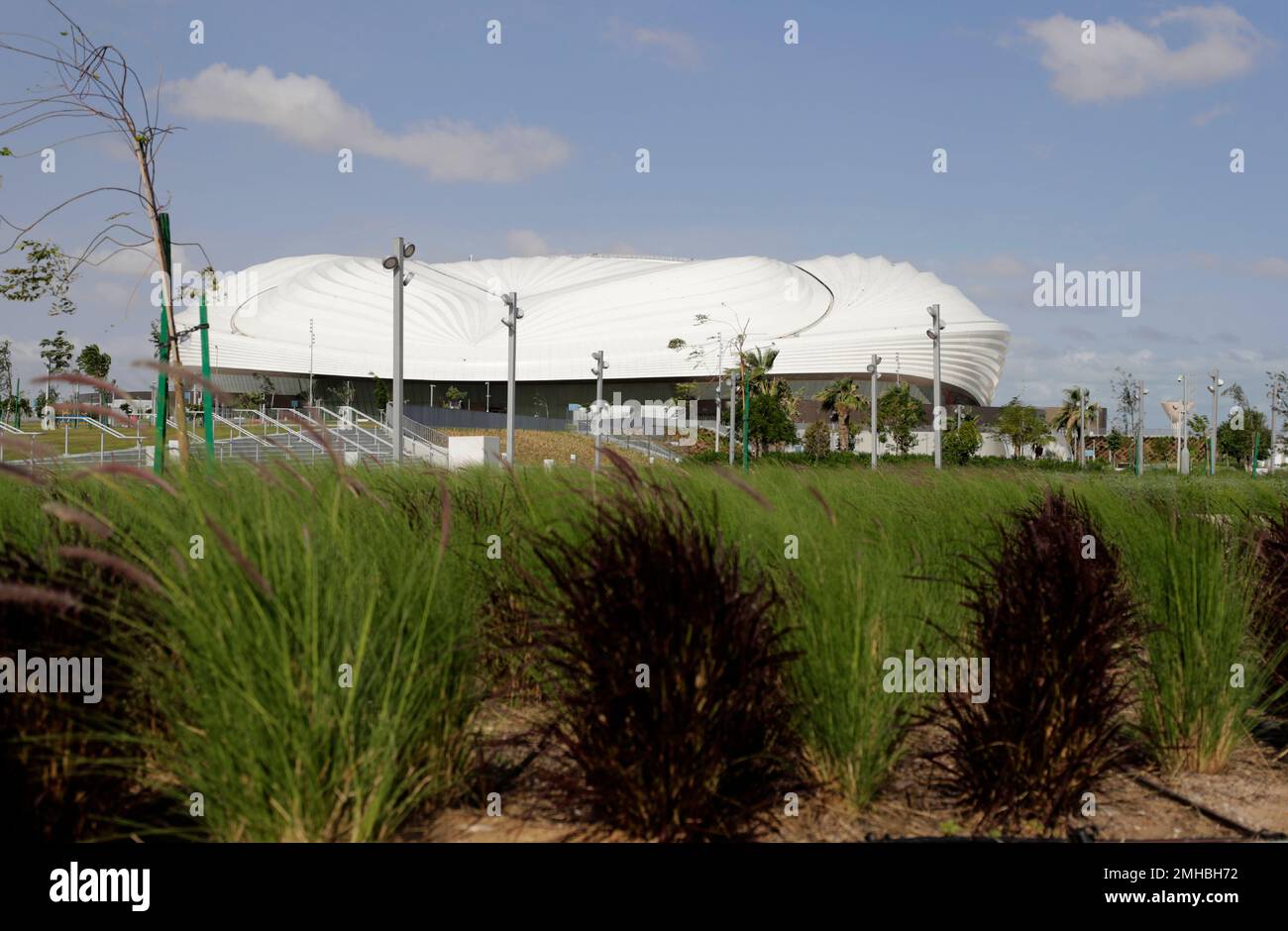 A general view shows the Al Janoub Stadium, one of the 2022 World Cup ...