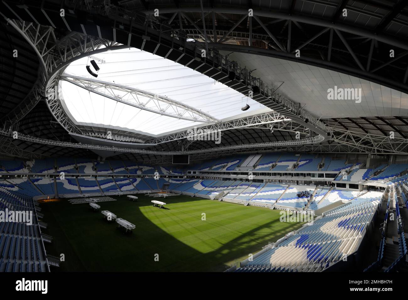 A general view shows the Al Janoub Stadium, one of the 2022 World Cup ...