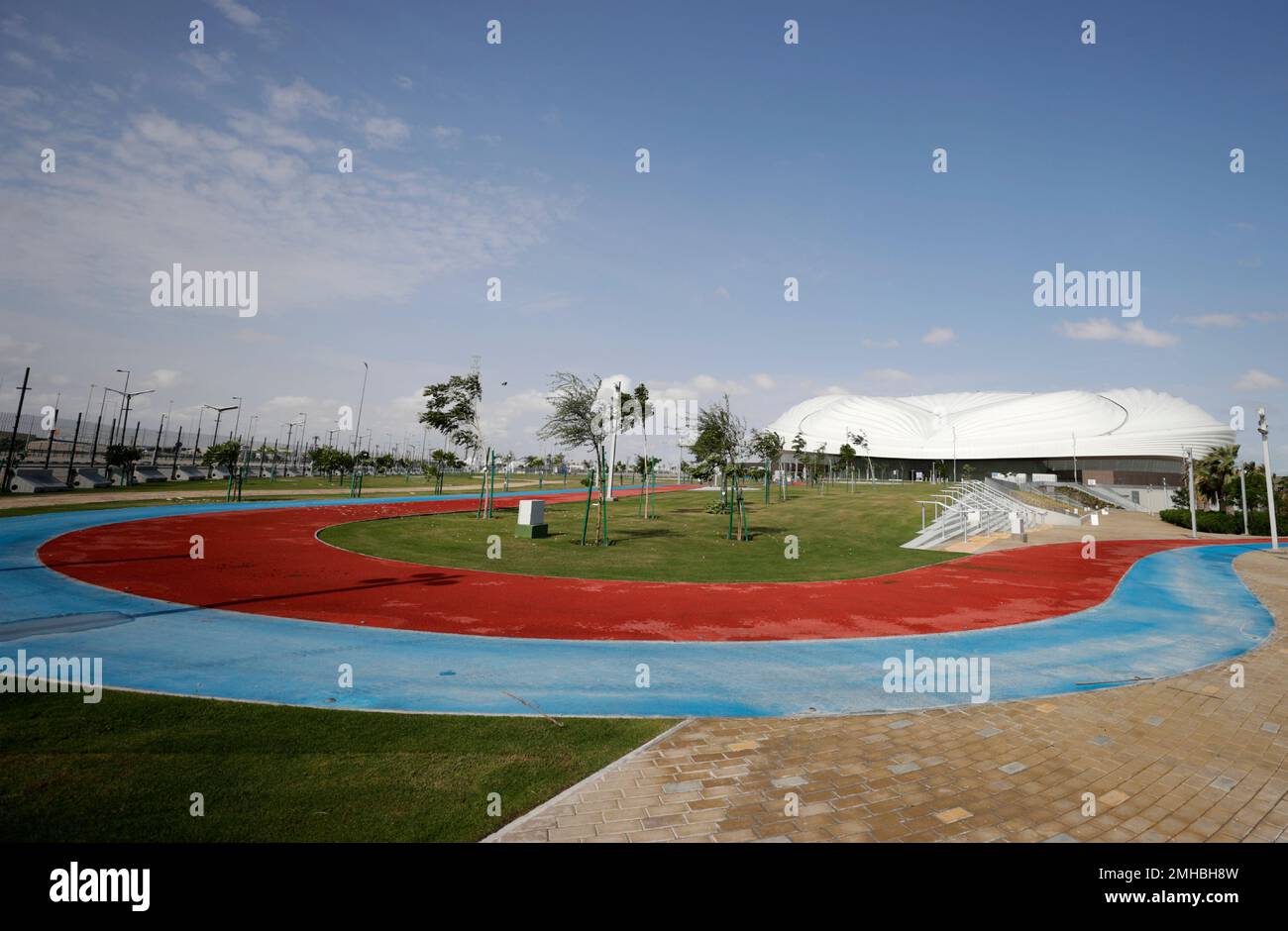 A general view shows the Al Janoub Stadium, one of the 2022 World Cup ...