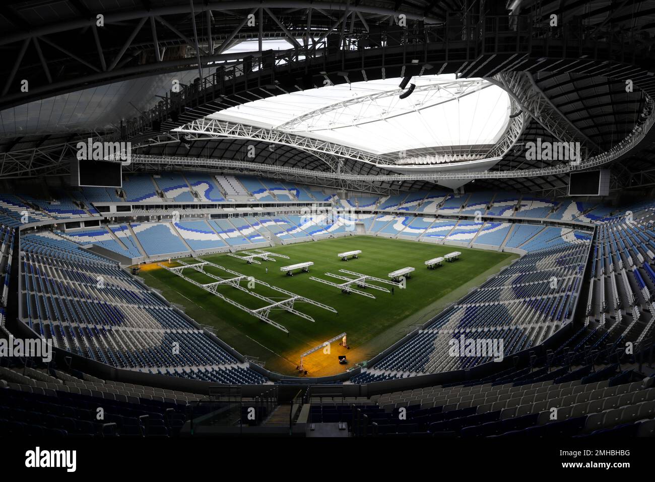 A general view shows the Al Janoub Stadium, one of the 2022 World Cup ...