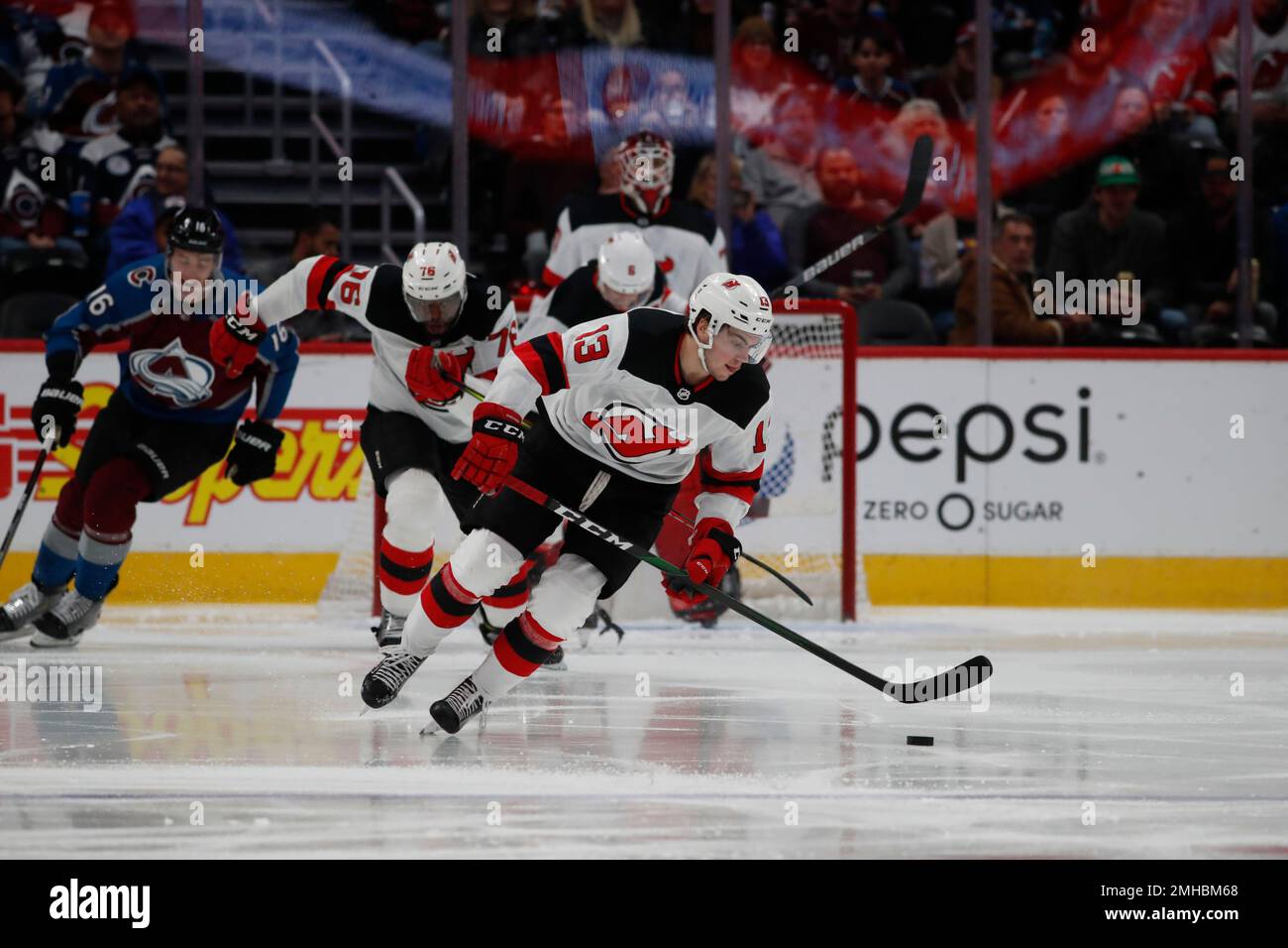 New Jersey Devils center Nico Hischier (13) in the second period of an ...