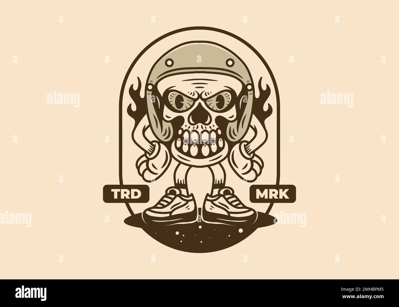 Standing skull wearing helmet character illustration design Stock ...