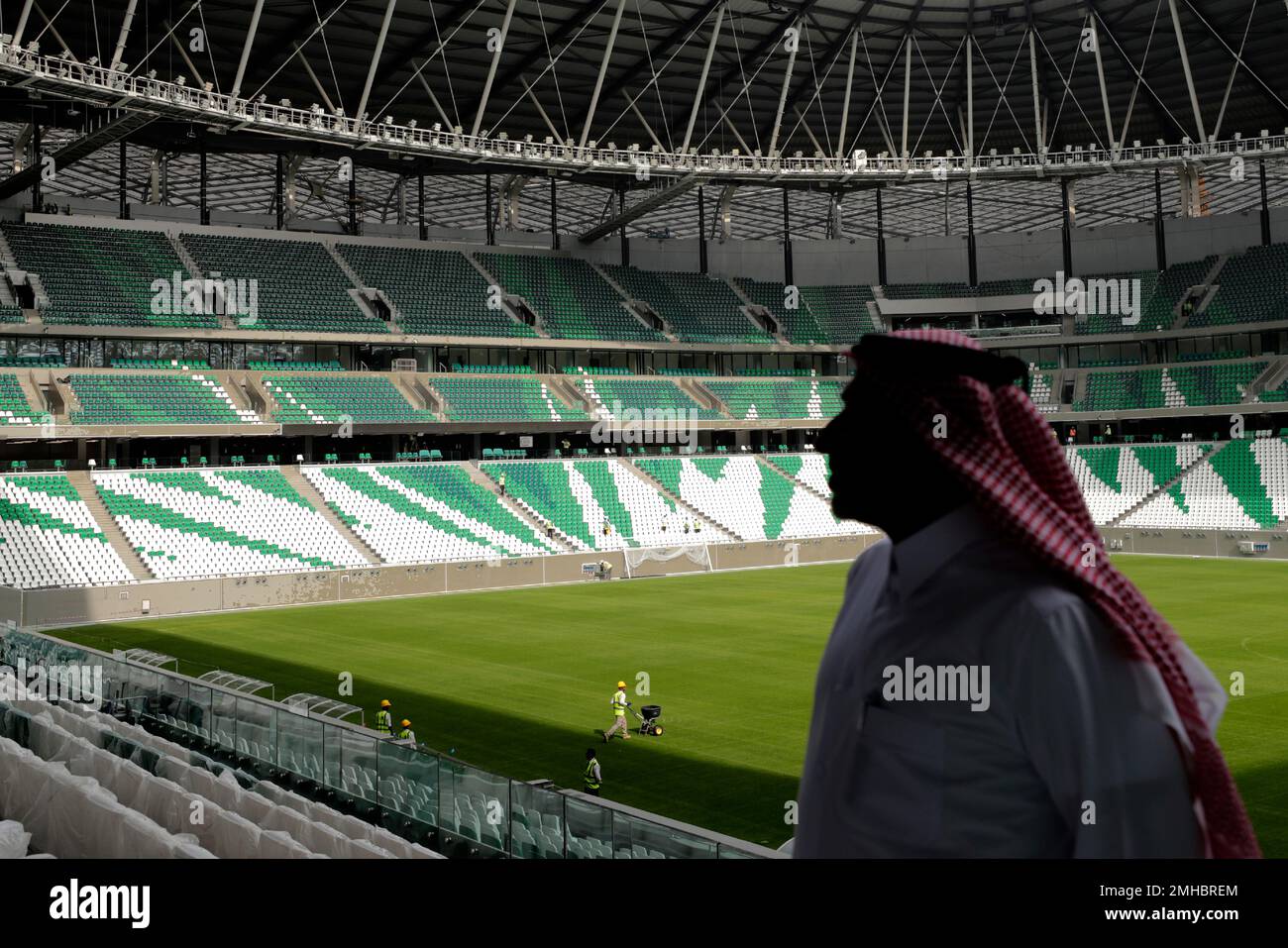 Jassim Telefat, Executive director for Competion Venues walks at the ...