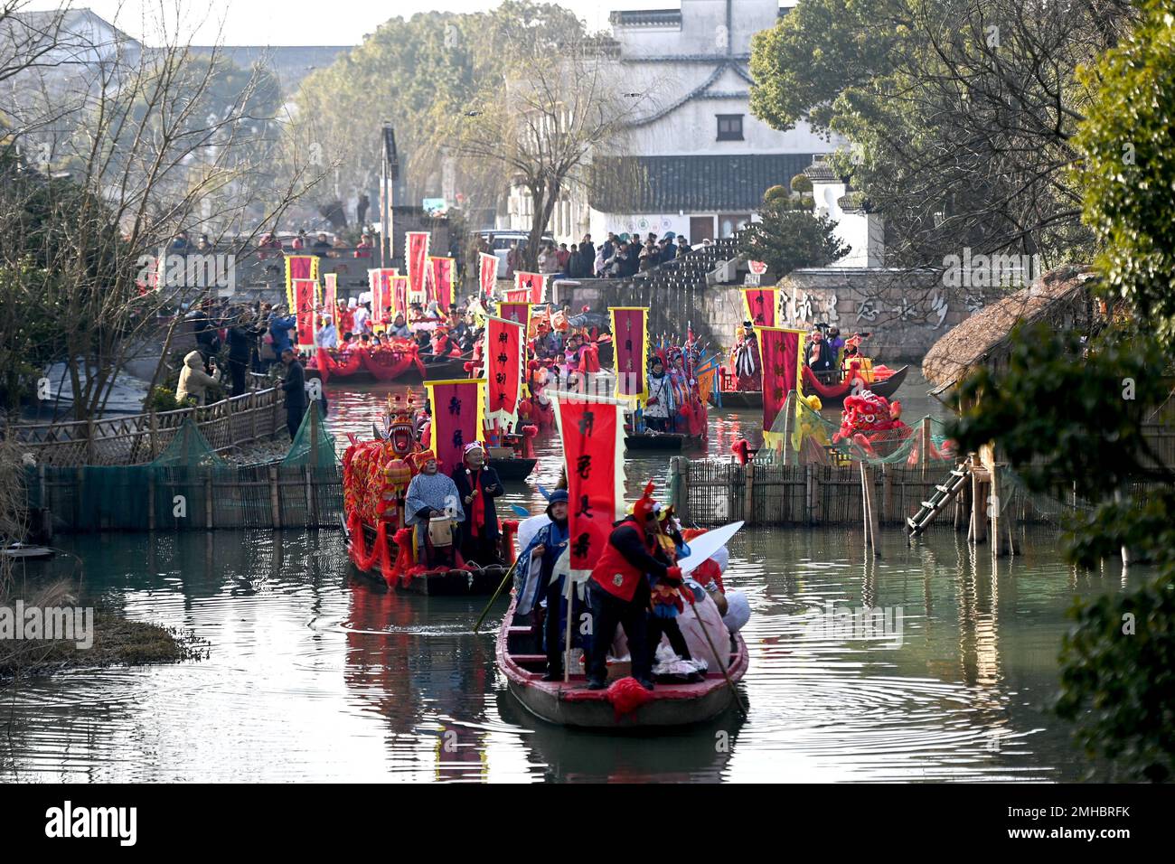Huzhou, China's Zhejiang Province. 26th Jan, 2023. People take part in ...