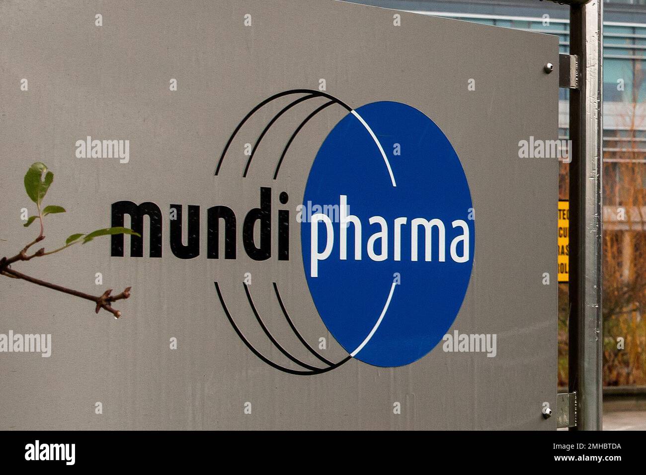 This Dec. 12, 2019, photo shows a sign at the Mundipharma International headquarters at ...