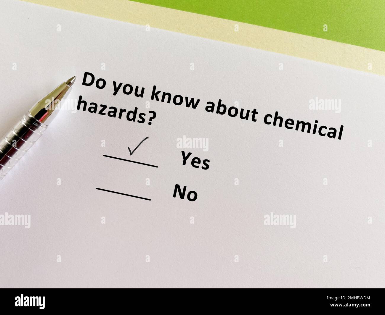 A person is answering question about hazards. He knows about chemical ...