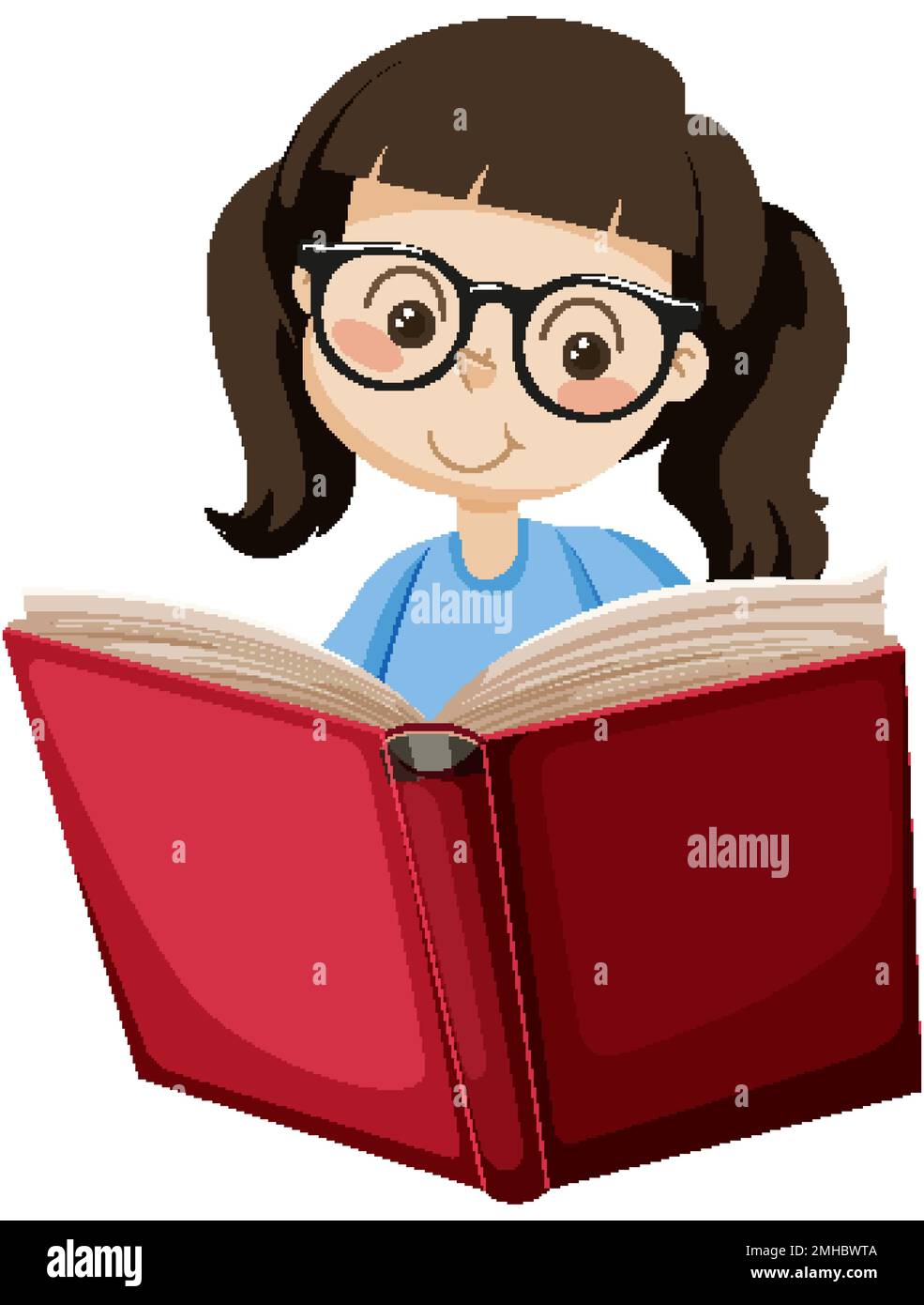 A girl reading book cartoon character illustration Stock Vector Image ...