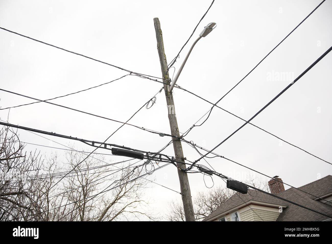 Electricity cables and lines on the streets fuse box electric Stock ...