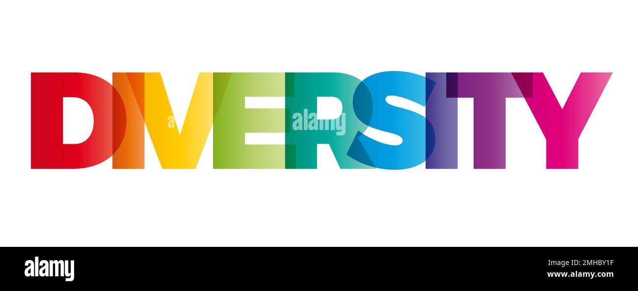The word Diversity. Vector banner with the text colored rainbow Stock ...