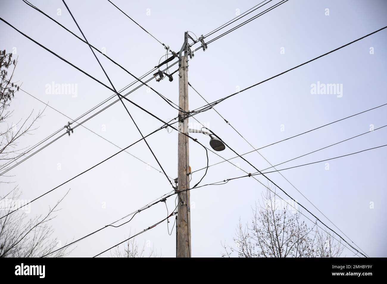 Electricity cables and lines on the streets fuse box electric Stock ...