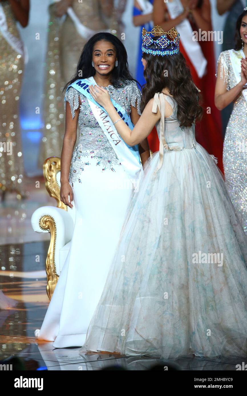 Winner of Miss World 2019, Toni-Ann Singh of Jamaica, is crowned by ...